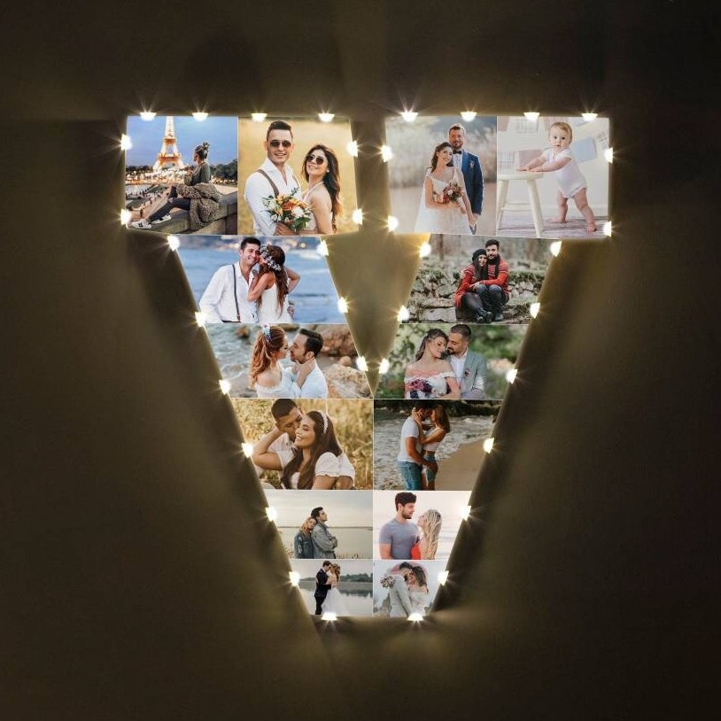 Personalized Letter Photo Collage Lamp Letter V – minscose